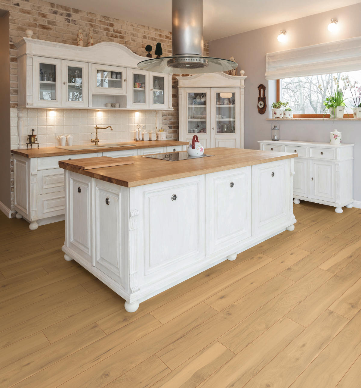 Tuscany - interior of white stylish kitchen - Les Planchers Payless